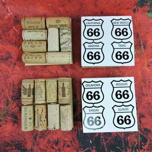 Accents | Route 66 Coaster Set Of 4 With Wine Cork Bottoms | Poshmark
